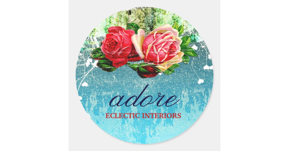 GC Adore Vintage Turquoise Classic Round Sticker | Zazzle