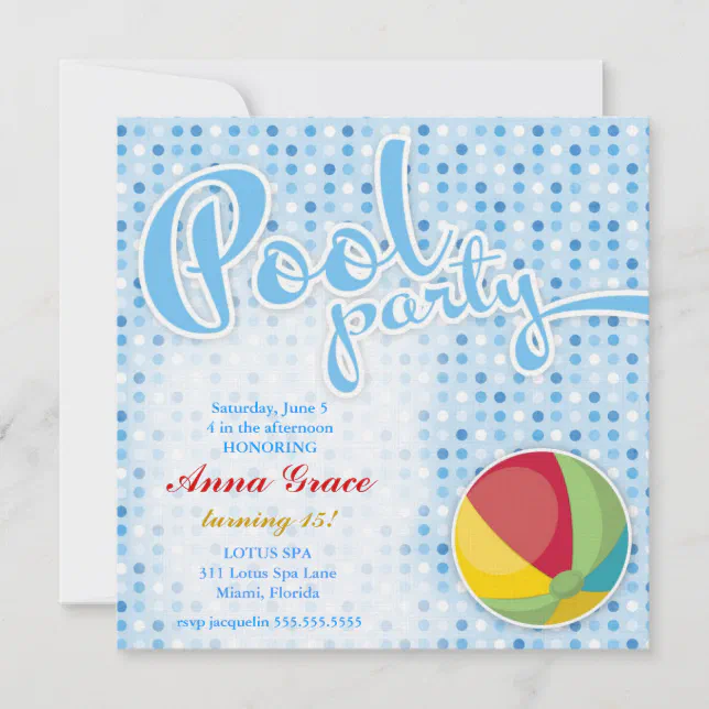 GC Pool Party Beach Ball Invitation | Zazzle