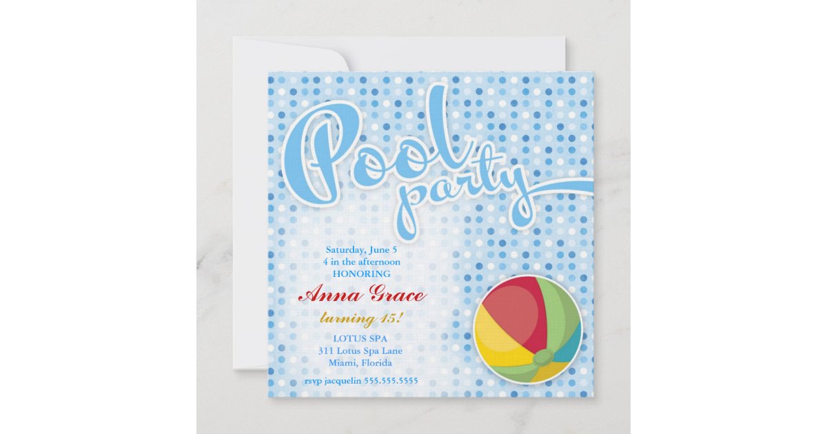 GC Pool Party Beach Ball Invitation | Zazzle