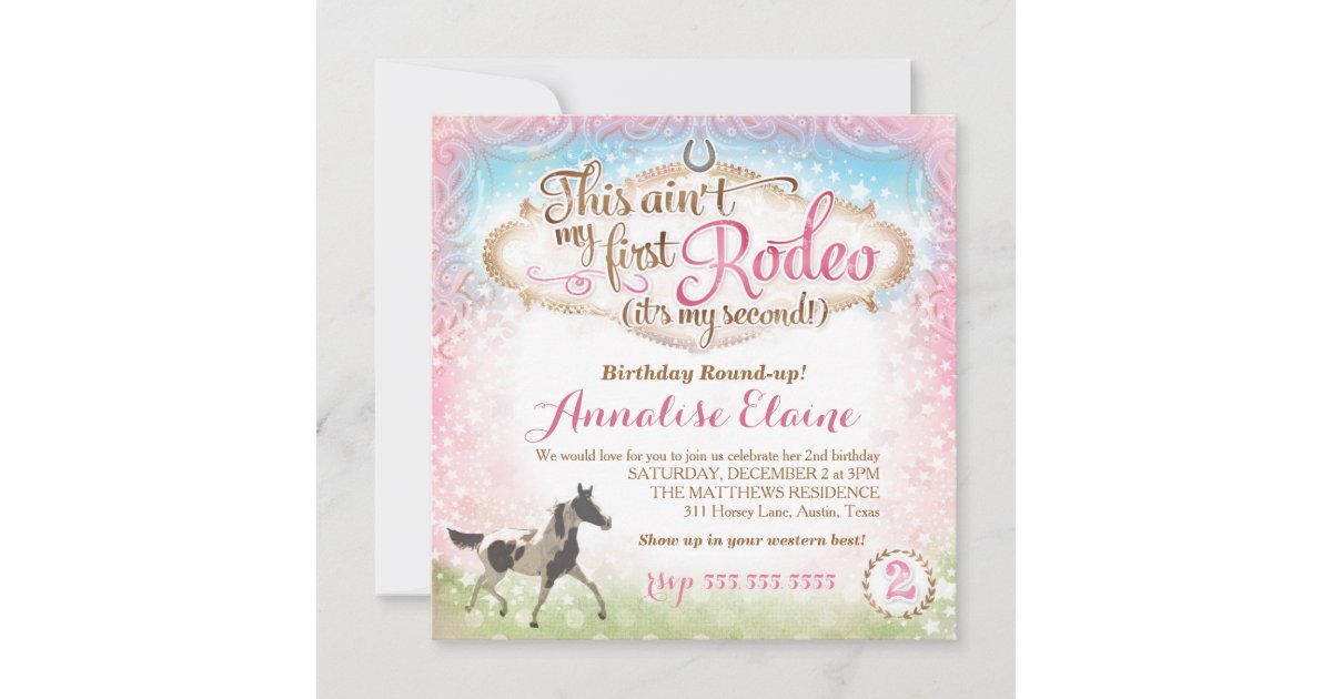 GC This Ain't My First Rodeo 2nd Birthday Invitation | Zazzle