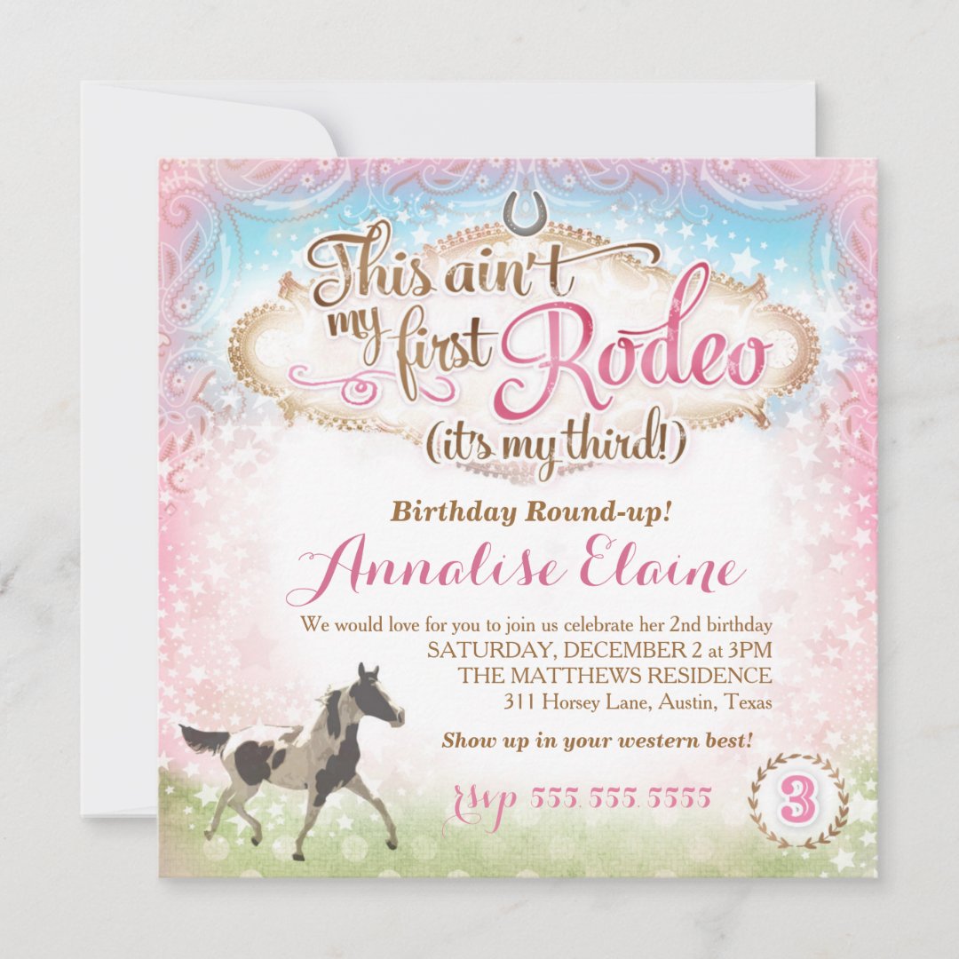 GC This Ain't My First Rodeo 3rd Birthday Invitation | Zazzle