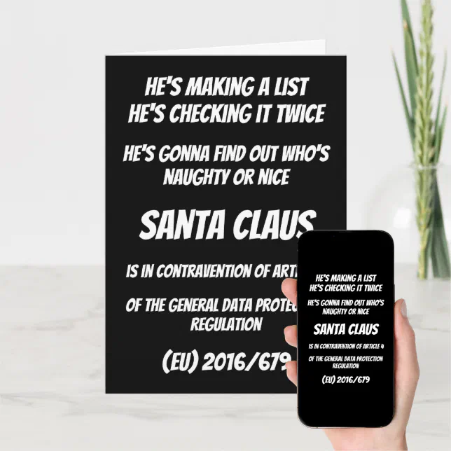 GDPR Santa Claus Naughty or Nice List Christmas Holiday Card | Zazzle
