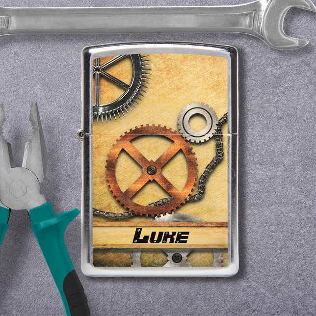 Gears And Chain Personalized Zippo Lighter | Zazzle