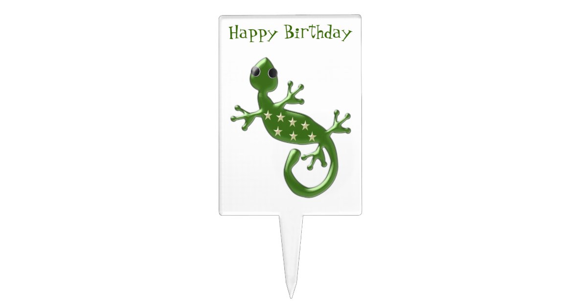 Gecko Lizard Birthday Cake Topper | Zazzle