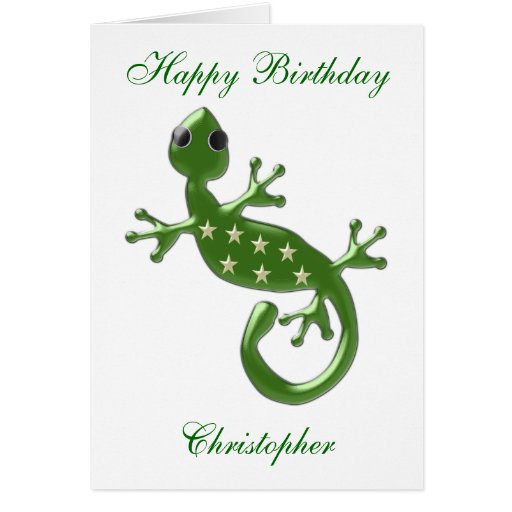 Gecko Lizard Just Add Name Birthday Greeting Card | Zazzle