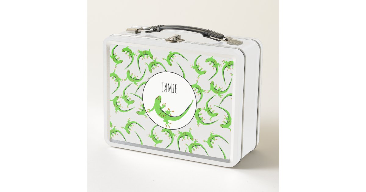 Gecko Lizard Reptile Pattern Metal Lunch Box | Zazzle