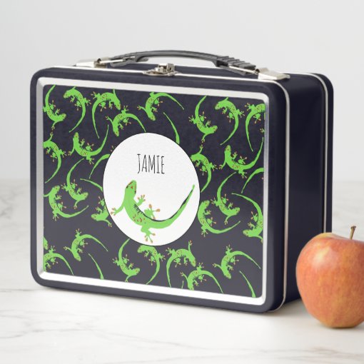 Gecko Lizard Reptile Pattern Metal Lunch Box | Zazzle