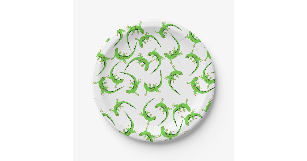 Gecko Lizard Reptile Pattern Paper Plates | Zazzle