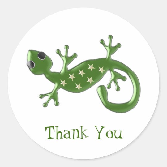 Gecko Lizard Thank You Classic Round Sticker | Zazzle.com