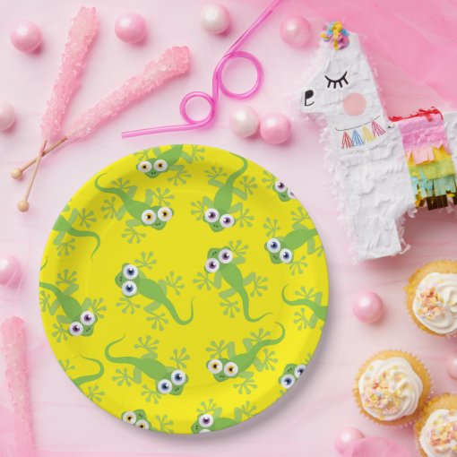 Gecko Lizards Birthday Party Cute Kids Paper Plate | Zazzle