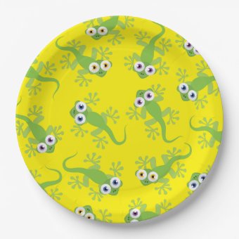 Gecko Lizards Birthday Party Cute Kids Paper Plate | Zazzle