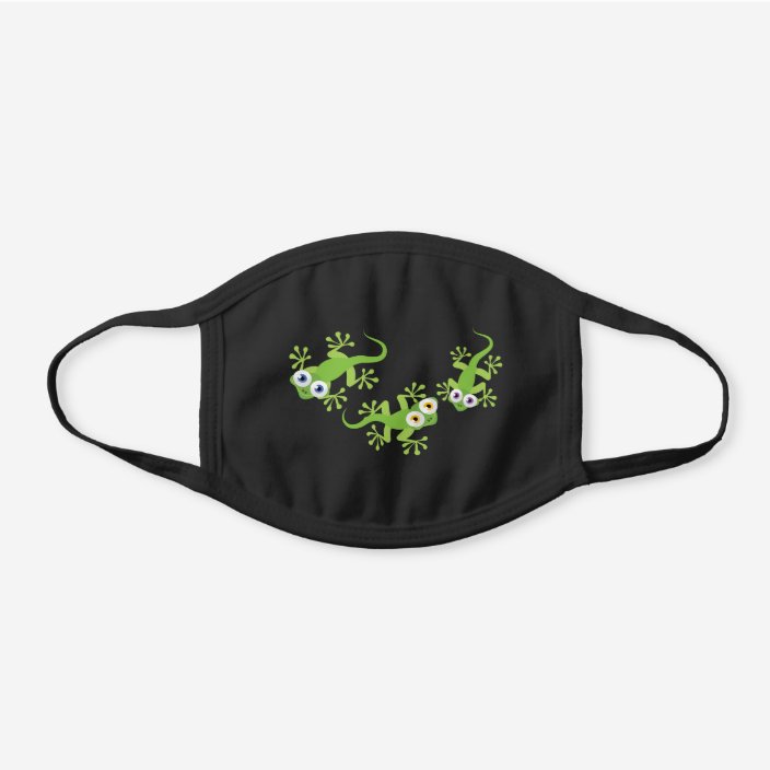 Geckos Cute Cartoon Lizards Black Cotton Face Mask | Zazzle.com