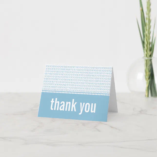 Geek Chic Binary Code Thank You Card, Blue | Zazzle