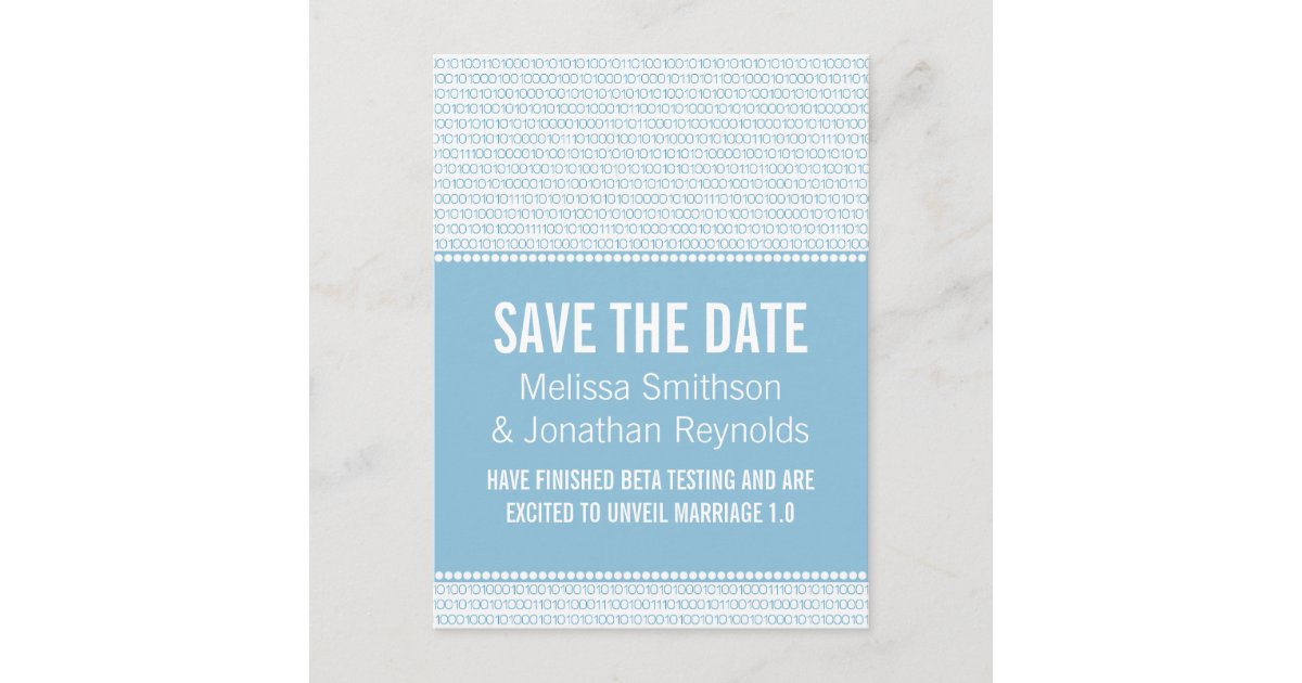 Geek Chic Save the Date Postcard, Blue Announcement Postcard | Zazzle