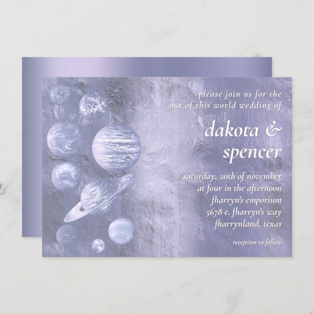 Geek Chic Wedding | Dusty Lavender Solar System Invitation | Zazzle