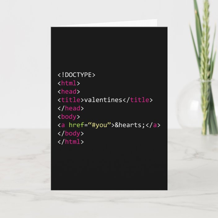 Geek Coder HTML Valentines Card | Zazzle.com