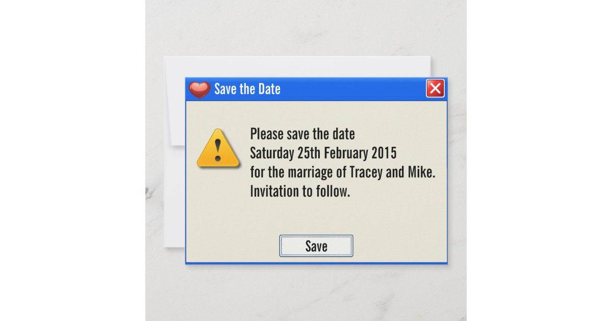 Geek Error Message Save the Date Invitation | Zazzle