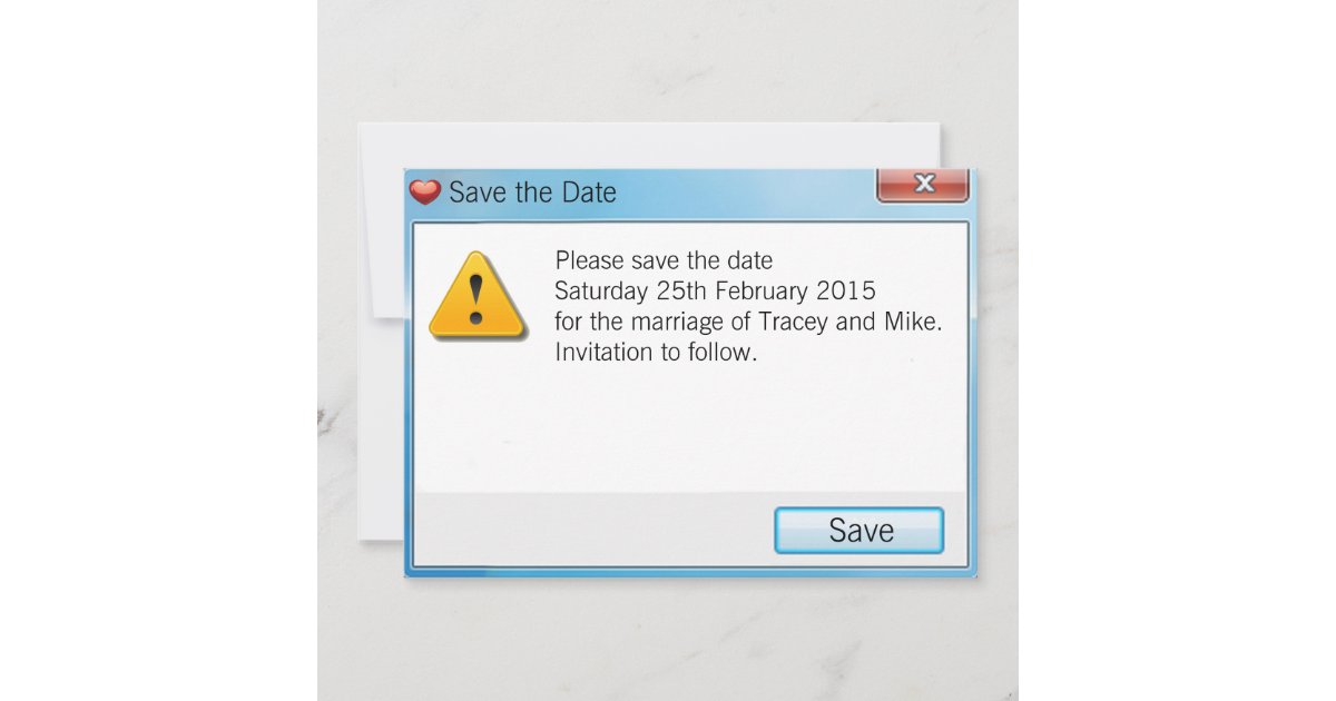 Geek Error Message Save the Date Invitation Blue | Zazzle