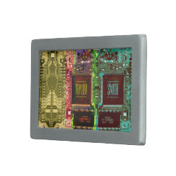 Geek & Glitch printed circuit board robotic Name Belt Buckle | Zazzle