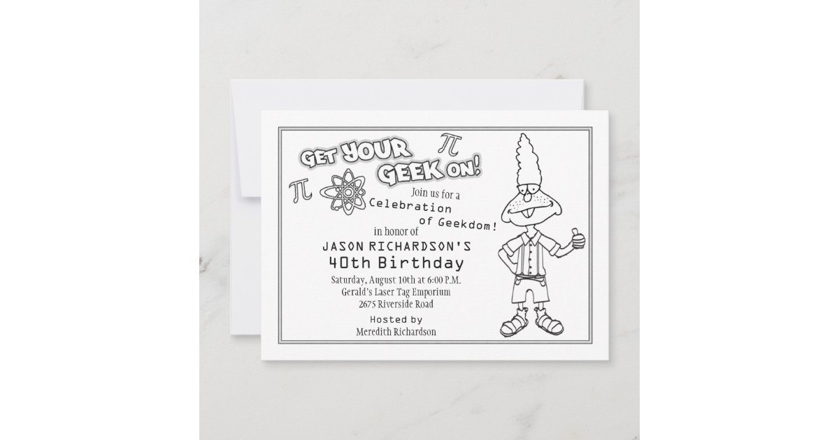 Geek Nerd Themed 40th Birthday Party Invitation | Zazzle