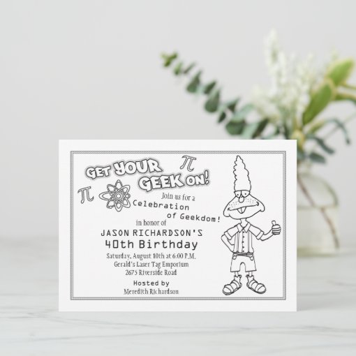 Geek Nerd Themed 40th Birthday Party Invitation | Zazzle