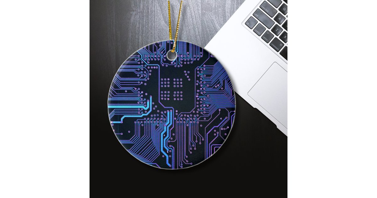 Geek Out Nerd PCB Blue Electronic Circuit Board Ceramic Ornament | Zazzle