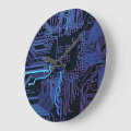 Geek Out Nerd PCB Blue Electronic Circuit Board Large Clock | Zazzle
