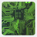 Geek Out Nerd PCB Green Electronic Circuit Board Square Sticker | Zazzle