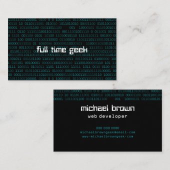 Geek Web Developer Computer Science Business Card | Zazzle