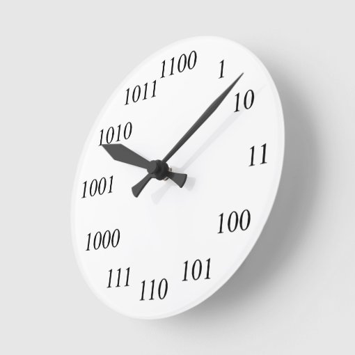Geeky Binary Number System Round Clock | Zazzle