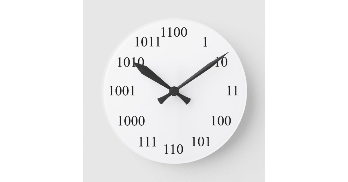 Geeky Binary Number System Round Clock | Zazzle