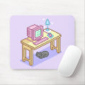 Geeky Girly Purple Pixel Art Computer Mouse Pad | Zazzle