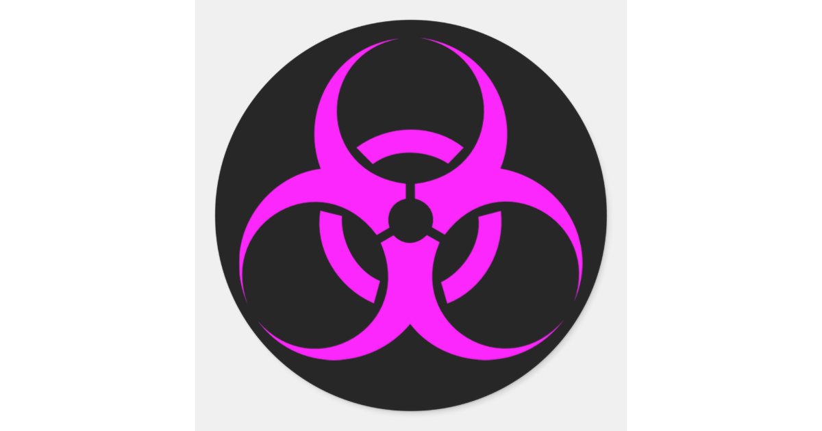 Geeky Pink Biohazard Sign Classic Round Sticker | Zazzle