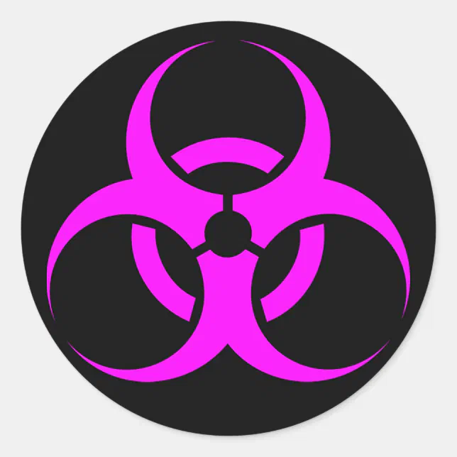 Geeky Pink Biohazard Sign Classic Round Sticker | Zazzle