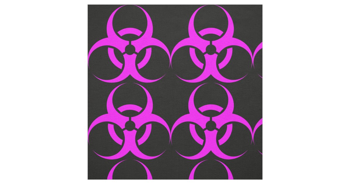 Geeky Pink Biohazard Sign Fabric | Zazzle