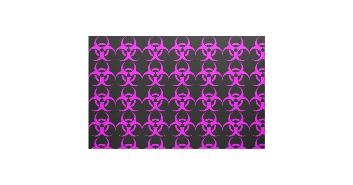 Geeky Pink Biohazard Sign Fabric | Zazzle