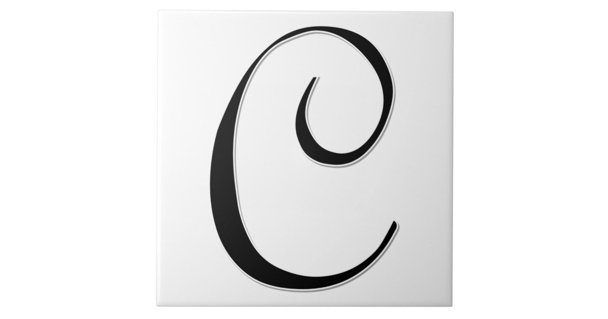 Geessele Letter C in Black Monogram Tile | Zazzle