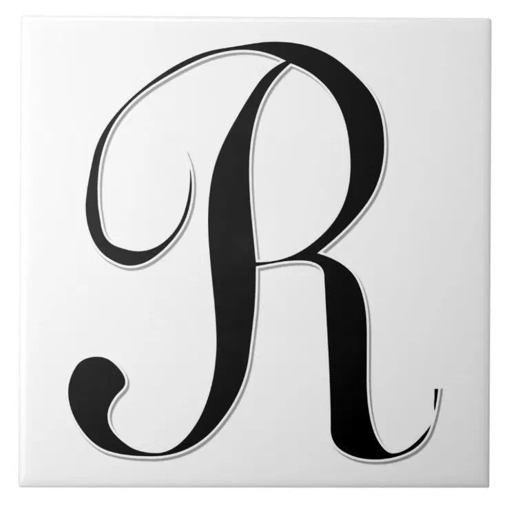 Geessele Letter R in Black Monogram Tile | Zazzle