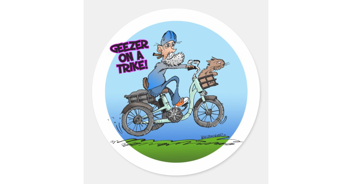 Geezer On A Trike Sticker | Zazzle