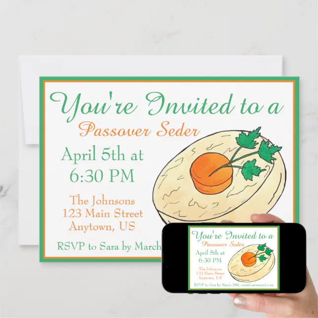 Gefilte Fish Jewish Shabbat Dinner Passover Seder Invitation | Zazzle