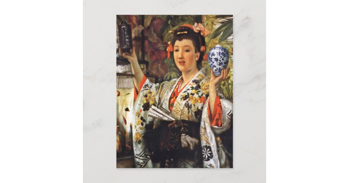 Geisha Girl Holding Ginger Jar Postcard | Zazzle