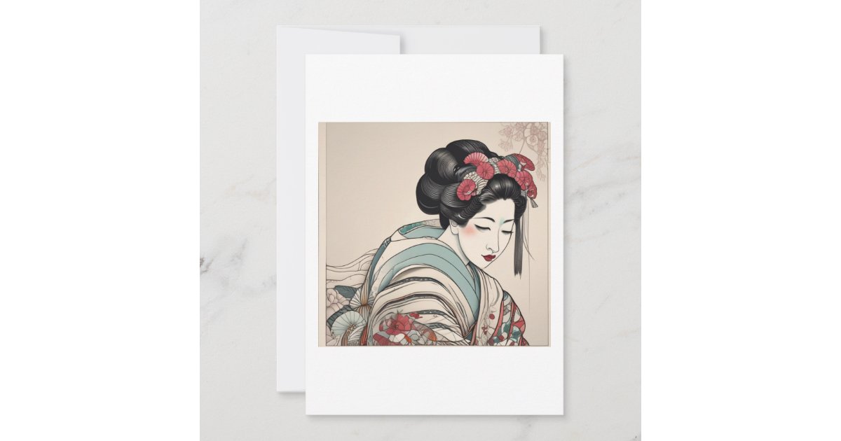 geisha illustration invitation | Zazzle