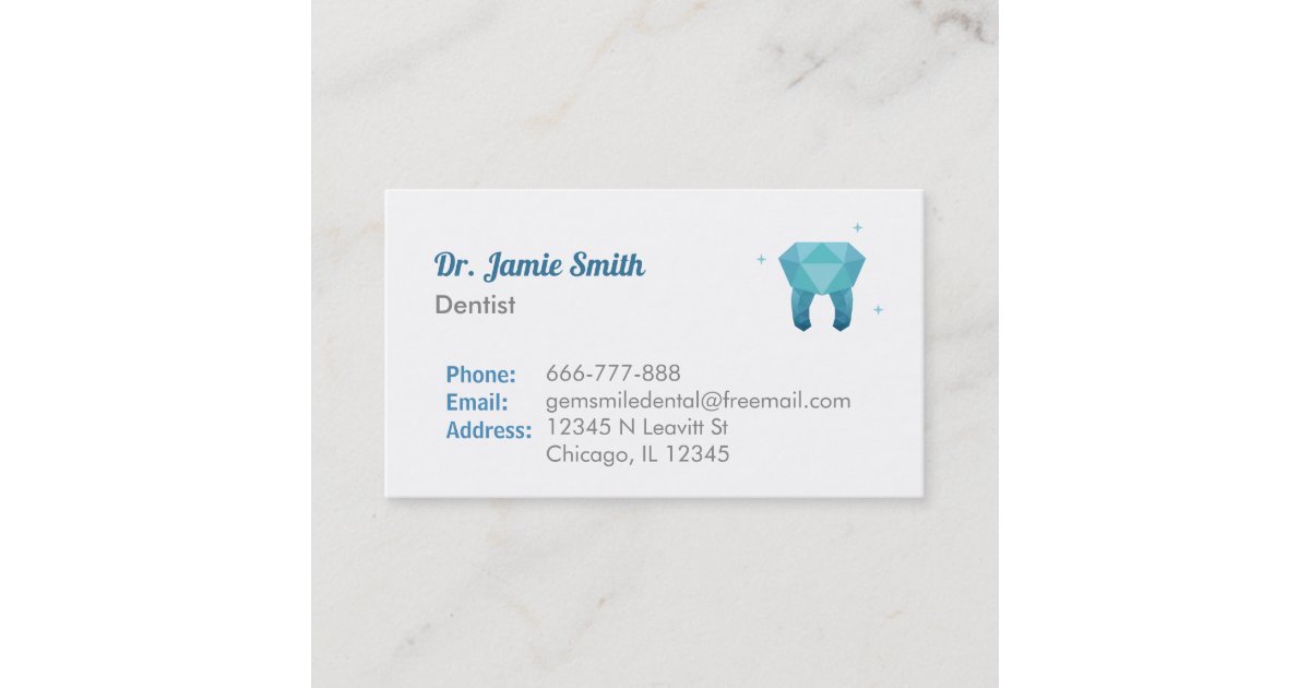 Gem Tooth Logo Dentist Business Cards | Zazzle