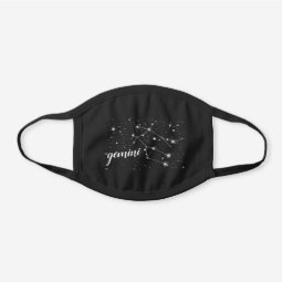 Gemini Astrology Sign Black Cotton Face Mask | Zazzle