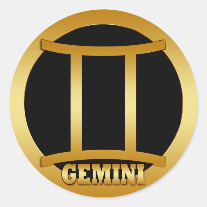 GEMINI GOLD ZODIAC SIGN CLASSIC ROUND STICKER | Zazzle.com