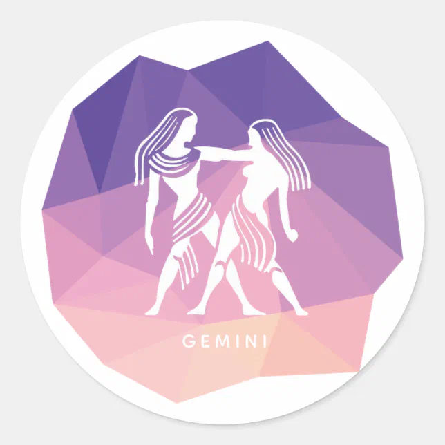 Gemini horoscope sign modern round sticker. classic round sticker | Zazzle