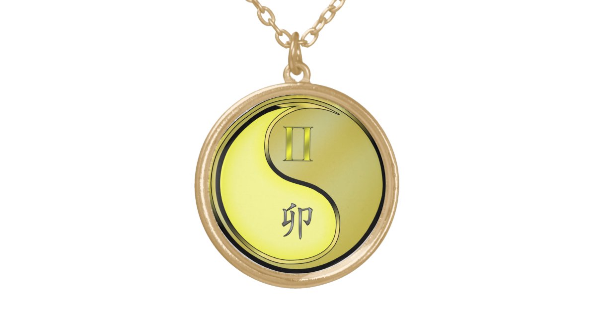 Gemini & Metal Rabbit Gold Plated Necklace | Zazzle
