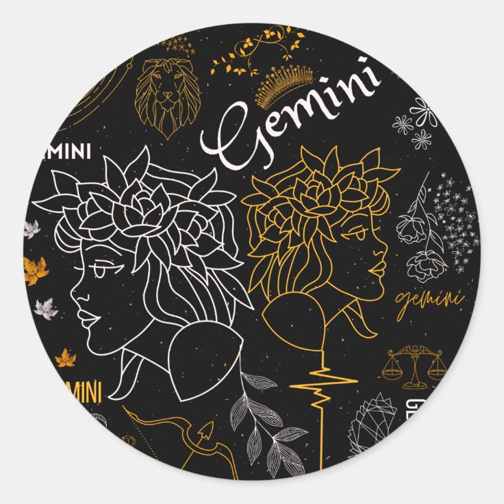 Gemini Sign Zodiac Horoscope Design Classic Round Sticker | Zazzle