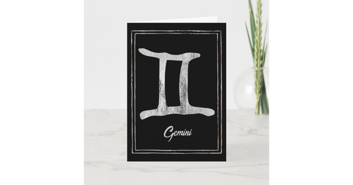 Gemini silver zodiac astrology Happy Birthday Card | Zazzle