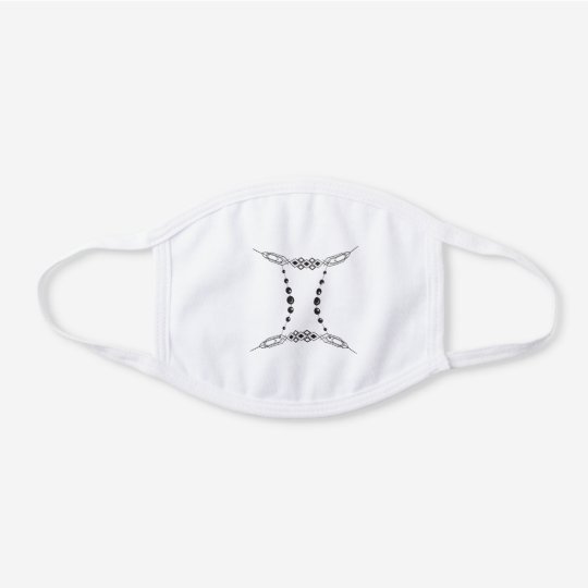 Gemini Symbol - Black Pearls and Moons White Cotton Face Mask | Zazzle.com